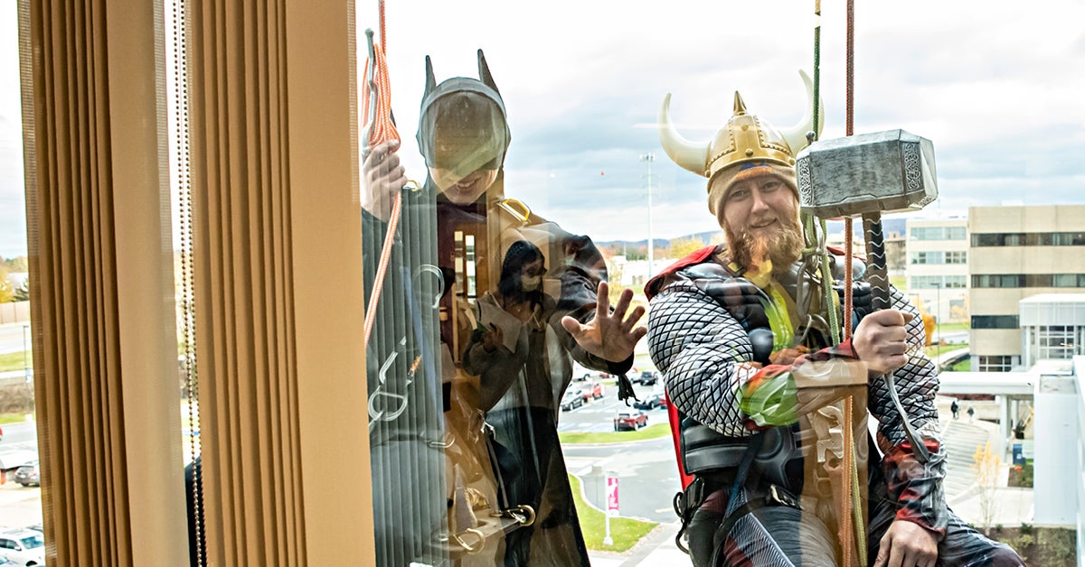 Superhero window washers | Lehigh Valley Health Network